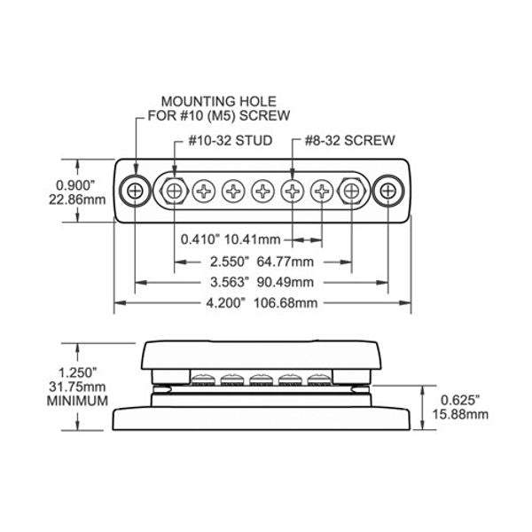 Blue Sea Mini Busbar with Polycarbonate Cover (100A / 5 Terminals ...