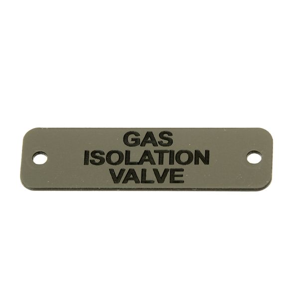 Gas Isolation Valve Label (S) Silver with Black Engraving 75mm x 22mm ...