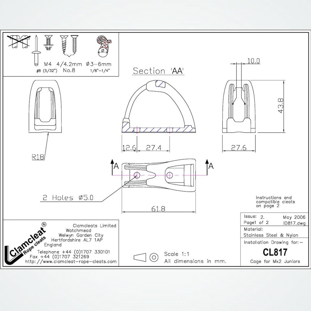 Clamcleat CL817 Cage for CL211 MK2 | ChasNewensMarine