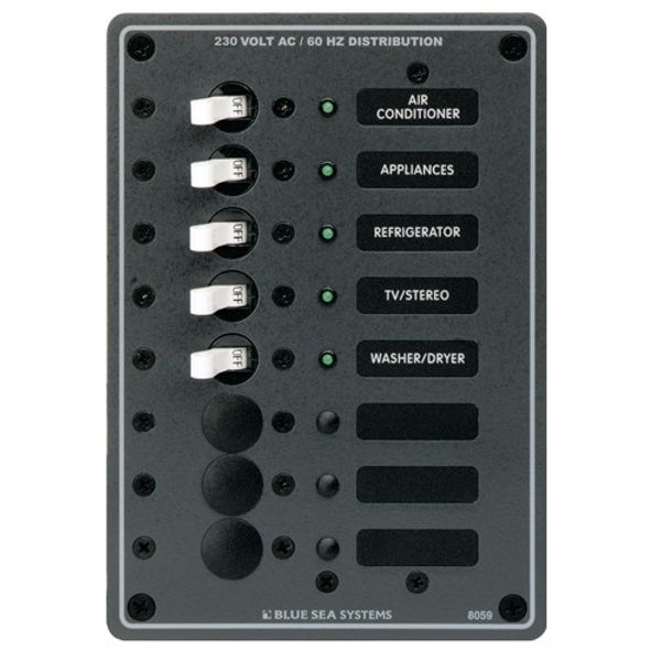 Blue Sea Panel 230V AC 8 Circuit Breaker | ChasNewensMarine