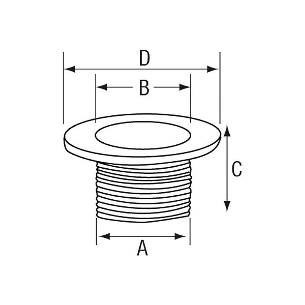Thru-Hull Flush Flange Threaded ½'' L 75mm White | ChasNewensMarine