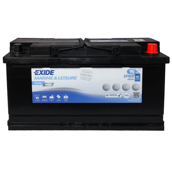 Exide EP800 12V AGM Battery 95Ah (Low Box) - 444779850 | ChasNewensMarine