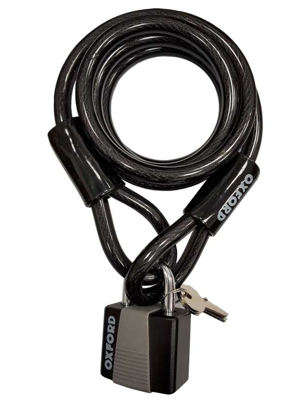SAS Double Loop 10mm Cable 1.8 metres long and Laminated Padlock ...